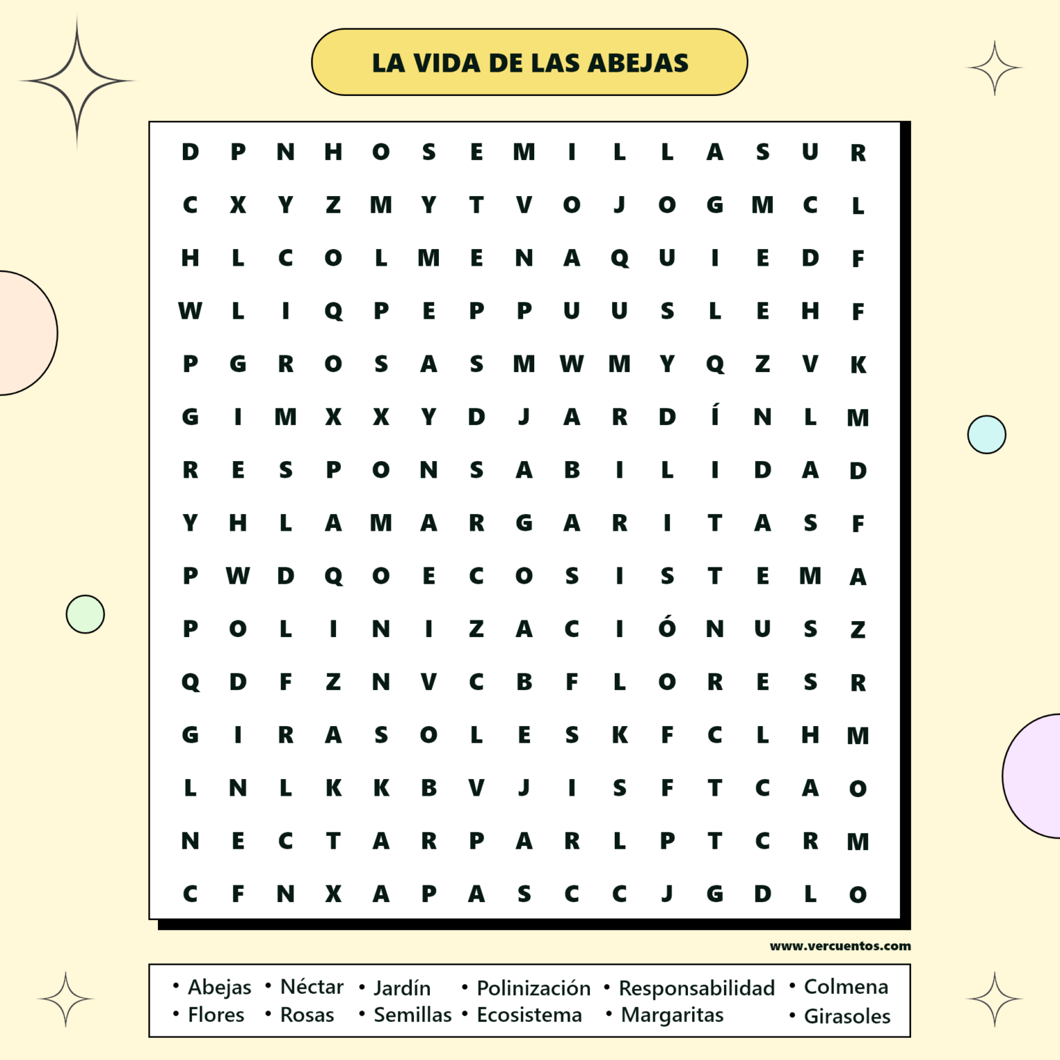 Sopas de letras - vercuentos.com